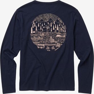Knowledge Cotton Apparel Herren vegan Langarm Shirt Mit Aufn&auml;her Nacht Himmelblau
