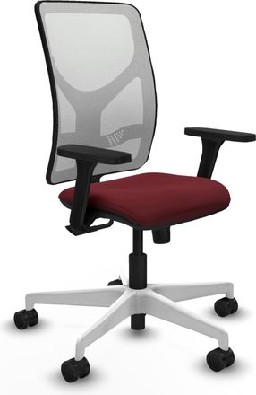 Piqueras y Crespo B&uuml;rostuhl mit 3D-Armlehnen, h&ouml;henverstellbare Lendenwirbelst&uuml;tze, ausgestattet mit 3-fach Sincro und Schneideschaum, Wei&szlig;/Granatrot