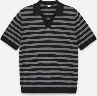 Arket Poloshirt Aus Baumwoll-Leinen -Blau