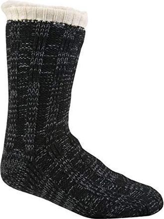 Pierre Roche HOMME CONFORTABLE riche en coton salon Chaussettes Chaussons anti-dérapant GRAPPINS 6-11 - Noir, One Size