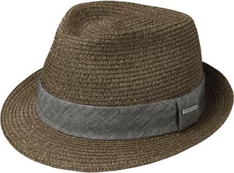 Stetson Reidton Toyo Trilby Strohhut Herrenhut Melierter Hut mit Garniturband Sonnenhut aus Toyo-Stroh Herren Fr&uuml;hjahr Sommer braun L (58-59 cm)
