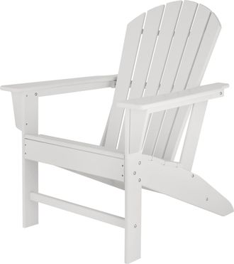 TecTake Gartenstuhl Adirondack in Holzoptik, komfortable Rückenlehne, Gartensessel mit extrabreiten Armlehnen, für Garten, Terrasse und Balkon, wetterfest - w