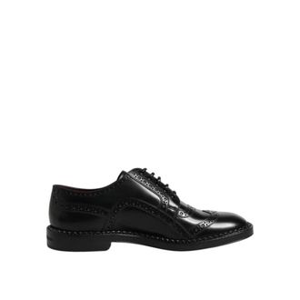 Dolce & Gabbana Homme, Chaussures, Noir, Taille: 41 1/2 EU Chaussures Formelles Derby en Cuir Noir
