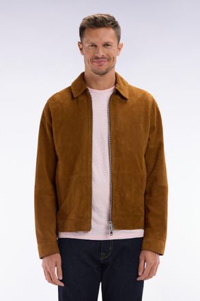 Eden Park Blouson Zipp&eacute; En Cuir Su&eacute;d&eacute; Marron
