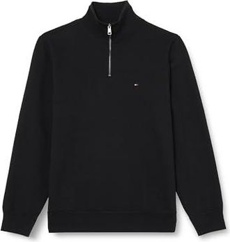 Tommy Hilfiger Sweat avec Fermeture Éclair Homme Essential Fleece 1/4 Zip Col Entonnoir, Noir (Black), L