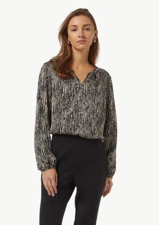 Comma Langarmbluse Bluse Tunikabluse mit All-over-Print aus Satin
