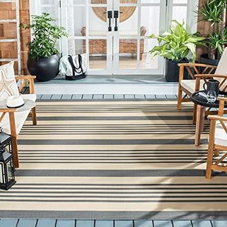 Safavieh Geometrisch Teppich für Wohnzimmer, Esszimmer, Schlafzimmer - Courtyard Collection, Kurzer Flor, Grau und Knochen, 160 X 160 cm