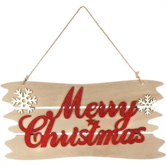 Com-Four Hängedeko Weihnachten - Holz-Aufhänger mit Schriftzug für Weihnachten - Türschild aus Holz für Tür, Fenster oder Wand - Christmas Sign (rot + weiß + b