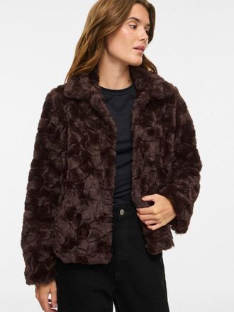 Vila Kurzjacke VIDORTE NEW L/S JACKET/PB Aus Kunstfell mit Knopfleiste