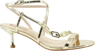 Liu Jo Femme, Chaussures, Jaune, Taille: 38 EU Sandales &agrave; petits talons avec logo orn&eacute; de bijoux