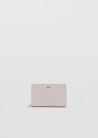 Mango Portefeuille moyen effet saffiano gris glac&eacute; - Femme - Taille unique - MANGO