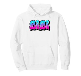 BDAZ Gigi Grandmother Graffiti Blau Rosa Schriftzug Frauen Pullover Hoodie