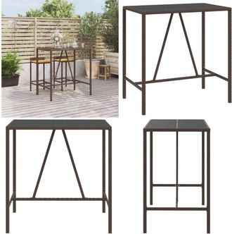 vidaXL Bartisch mit Glasplatte Braun 110x70x110 cm Poly Rattan - Gartentisch - Outdoor M&ouml;bel - Balkonm&ouml;bel - Esszimmerset - Bartisch - Home & Living