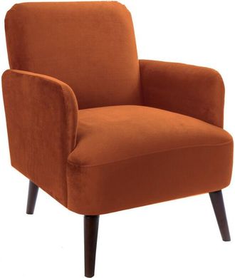 DRAWER Drawer - Fauteuil rétro en velours pieds bois foncé - Rouille - brooks