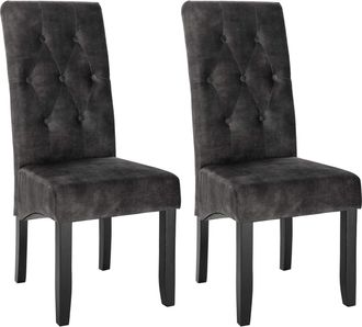 Woltu Esszimmerstühle BH294dgr-2 2er Set Küchenstuhl Lehnstuhl Polsterstuhl mit hoher Rückenlehne, Beine aus Massivholz, gepolsterte Sitzfläche aus Samt, Du
