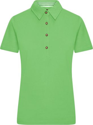 James & Nicholson Damen Trachtenpoloshirt - Tailliertes Poloshirt im Trachten Design | Farbe: Lime-Green/Lime-Green-White | Gr&ouml;sse: XL