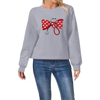 Generic Pull &agrave; capuche pour femme avec imprim&eacute; lettres et col rond pour lautomne et lhiver 2026, gris, M