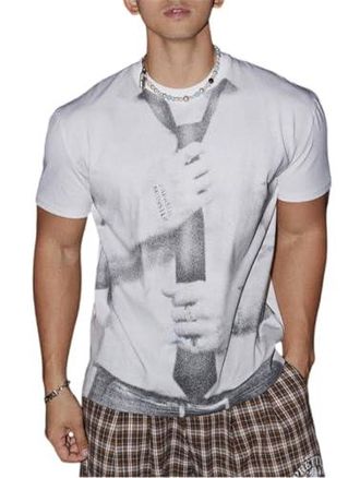 Generic T-shirt humoristique pour homme avec imprim&eacute; graphique 3D sur la poitrine, multicolore, L