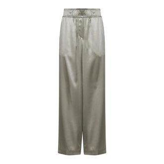Brunello Cucinelli Femme, Pantalons, Gris, Taille: 38 FR Pantalon de surv&ecirc;tement en satin de soie stretch