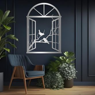 Generic Schwarze Vogel-AST-Wanddeko aus Metall f&uuml;rs Fenster, rustikale Vintage-Wanddeko im Landhausstil, Moderne Skulptur mit Vogel-AST-Motiv f&uuml;r Wohnzimmer u