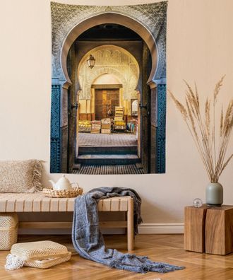 Abakuhaus Marokkanisch Wandteppich und Tagesdecke, Altes marokkanisches Motiv aus Weiches Mikrofaser Stoff Waschbar ohne Verblassen Digitaldruck, 140 x 230 cm,B