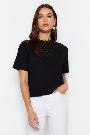 Trendyol Kurzbluse Regular Fit, einfarbig - Schwarz