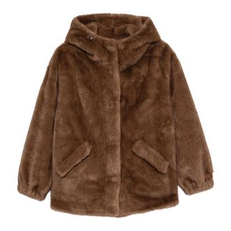 Lou Andr&eacute;a Mantel aus Kunstpelz mit Kapuze - - Jackets - Damen - Braun - S