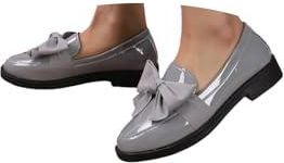 Generic Mocassins brevet&eacute;s pour femme avec noeud - Tendance et confortable - Bout rond - Chaussures plates &agrave; talons bas - Pour le travail, le travail, le quot