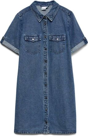 Vero Moda Jeanskleid Jeanskleid mit klassischem Kragen und durchgehender Knopfleiste