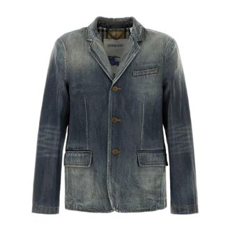 Burberry Homme, Vestes, Bleu, Taille: L Veste ajust&eacute;e en denim enduit