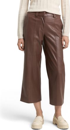 Tom Tailor Damen 1048846 Culotte Hose in Lederoptik, 27506-Dark Pecan Brown, 40W / 28L