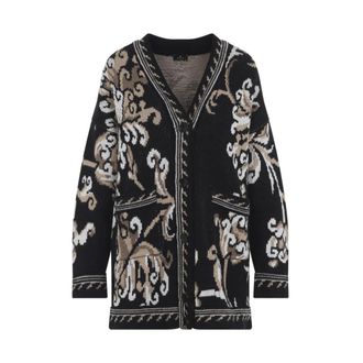 Etro Jacquard-Strickjacke mit Barock-Print - - Knitwear - Damen - Schwarzk - S