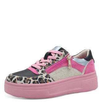 Tamaris Comfort Damen Plateau Sneaker mit Rei&szlig;verschluss Low Top, Mehrfarbig (Pink Multi), 42 EU