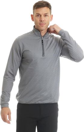 Island Green Herren-Thermo-Oberschicht, Viertelrei&szlig;verschluss, lang&auml;rmlig, moderner Druck, Hellgrau, Gr&ouml;&szlig;e M