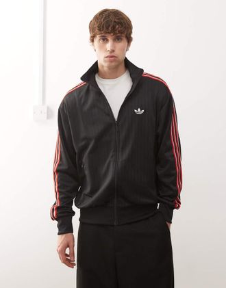 adidas Originals Firebird - Veste de surv&ecirc;tement ample &agrave; rayures fines - Noir