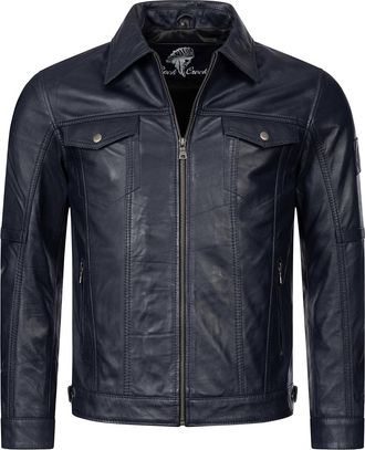 Rock Creek Herren Lederjacke Biker Jacke Echtleder Motorradjacke Leder Jacken Herrenjacke Kentkragen Winterjacke &Uuml;bergangsjacke H-296 Navy 3XL