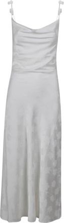 Rotate Rotate Birger Christensen, Femme, Robes, Blanc, Taille: 36 FR Robe Midi avec D&eacute;tails Floraux Tridimensionnels