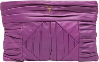 Prada Pre-owned Vintage Pleated Nappa Clutch - - Pre-owned - Damen - Lila - ONE SIZE