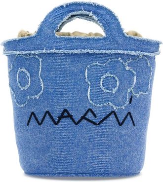 Marni Femme, Sacs, Bleu, Taille: ONE Size Embroidered Denim Bucket Bag