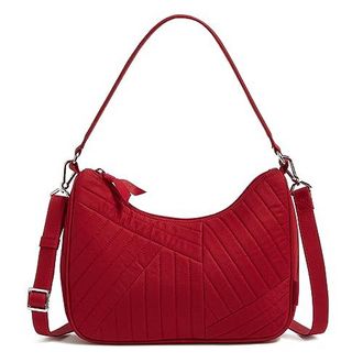 Vera Bradley Frannie Crescent Crossbody Portefeuille en Coton, bandoulière Femme, Rouge (Rouge Cardinal), Einheitsgröße