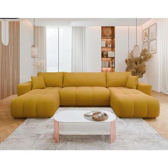 Best Mobilier Bestmobilier - Nicole - canapé panoramique en u 7 places convertible avec coffre en tissu