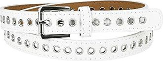 Allegra K Ceinture en cuir PU à oeillets pour femmes avec boucle ardillon en métal Blanc Fit waist up to 104cm/41
