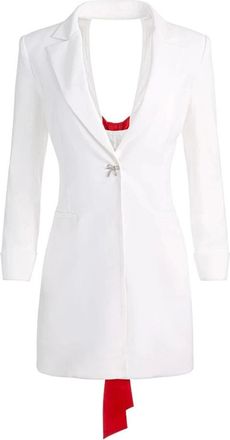 Alice & Olivia Femme, Robes, Blanc, Taille: 38 FR Shawn Bow Blazer Mini Dress