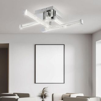 Globo Lighting Globo Lighting - Deckenleuchte Glas klar Wohnzimmerleuchte Designlampe chrom, led 25,6W 2918Lm neutralweiß, LxBxH 69,2x69,2x18,9 cm