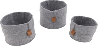 CB Home & Style Aufbewahrungsset Filz rund 3er Set Organizer Filzkörbe Schubladen Büro Bad Aufbewahrungskorb (Hellgrau)
