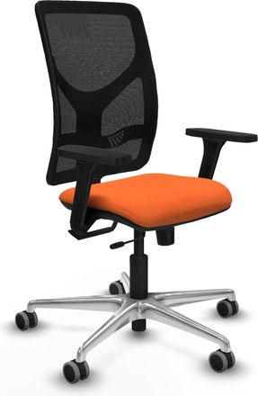 Piqueras y Crespo B&uuml;rostuhl mit 3D-Armen, h&ouml;henverstellbare Lendenwirbelst&uuml;tze, ausgestattet mit Syncro/Traslack und Schneideschaum, Schwarz/Orange