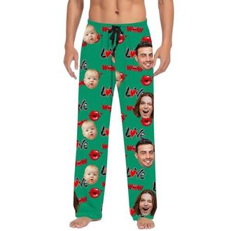 Generic Pantalon de pyjama personnalis&eacute; pour couple Pantalon de pyjama pour la Saint-Valentin Imprim&eacute; 3D Casual Loose Lover Pants Funny PJ Pant Design Pyjama 