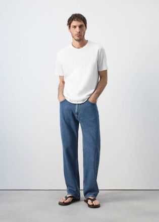 Mango T-shirt slim fit 180 g/m&sup2; blanc - Homme - XXL - MANGO MAN