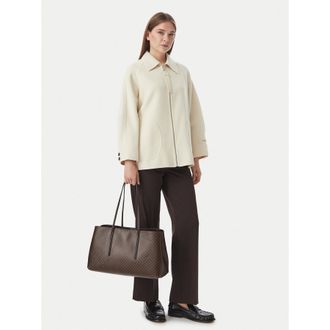 Calvin Klein Handtasche Calvin Klein Emblem Aop Medium Work Tote LV04F3786G Dunkelbraun