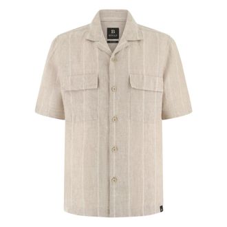 Boggi Milano Homme, Chemises, Beige, Taille: XL Regular Fit Pinstripe Linen Shirt